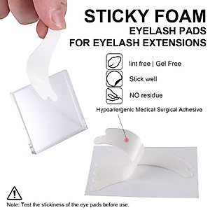 Pretty memory 100 Pairs Foam Eye Pads for Lash Extensions, Lint Free Hypoallergenic Sticky Lash Pads, Under Eye Pads for Lash Extensions, Lash Tech Supplies Must Haves, Latex Free