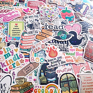 100 PCS Book Stickers for Kindle, Bookish Sticker Pack for IPAD, Laptop, Ebook Readers Cute Booktok Vinyl Decals Water Bottle Girls Holographic Waterproof Smut Romance