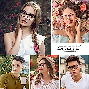 Gaoye Blue Light Blocking Glasses - 3 Pack Fashion Square Fake Eyeglasses, Anti UV Ray Computer Gaming Glasses, Blue Blockers Glasses for Women/Men, Matte Black+Leopard+Transparent