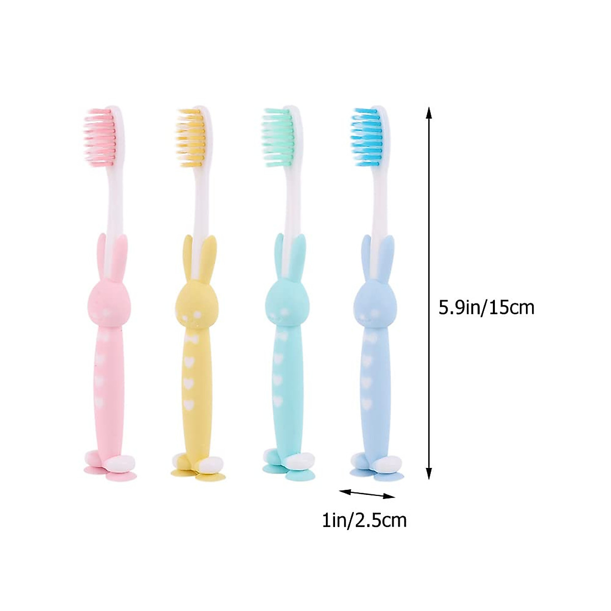 Healifty Kids Toothbrush Cartoon Bamboo Charcoal Soft Hair Silicone Cute Cleaning Teeth Brush Set Handle Children Teeth Cleaning Brushes for Boys and Girls 4pcs (4 Colors)