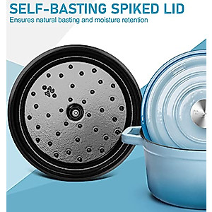 MICHELANGELO Dutch Oven Pot with Lid, 5 Quart Dutch Oven Cast Iron, Enameled Cast Iron Dutch Oven with Lid, Enamel Dutch Oven for Bread Baking, 5 Qt Dutch Oven Pot with Silicone Accessories, Blue