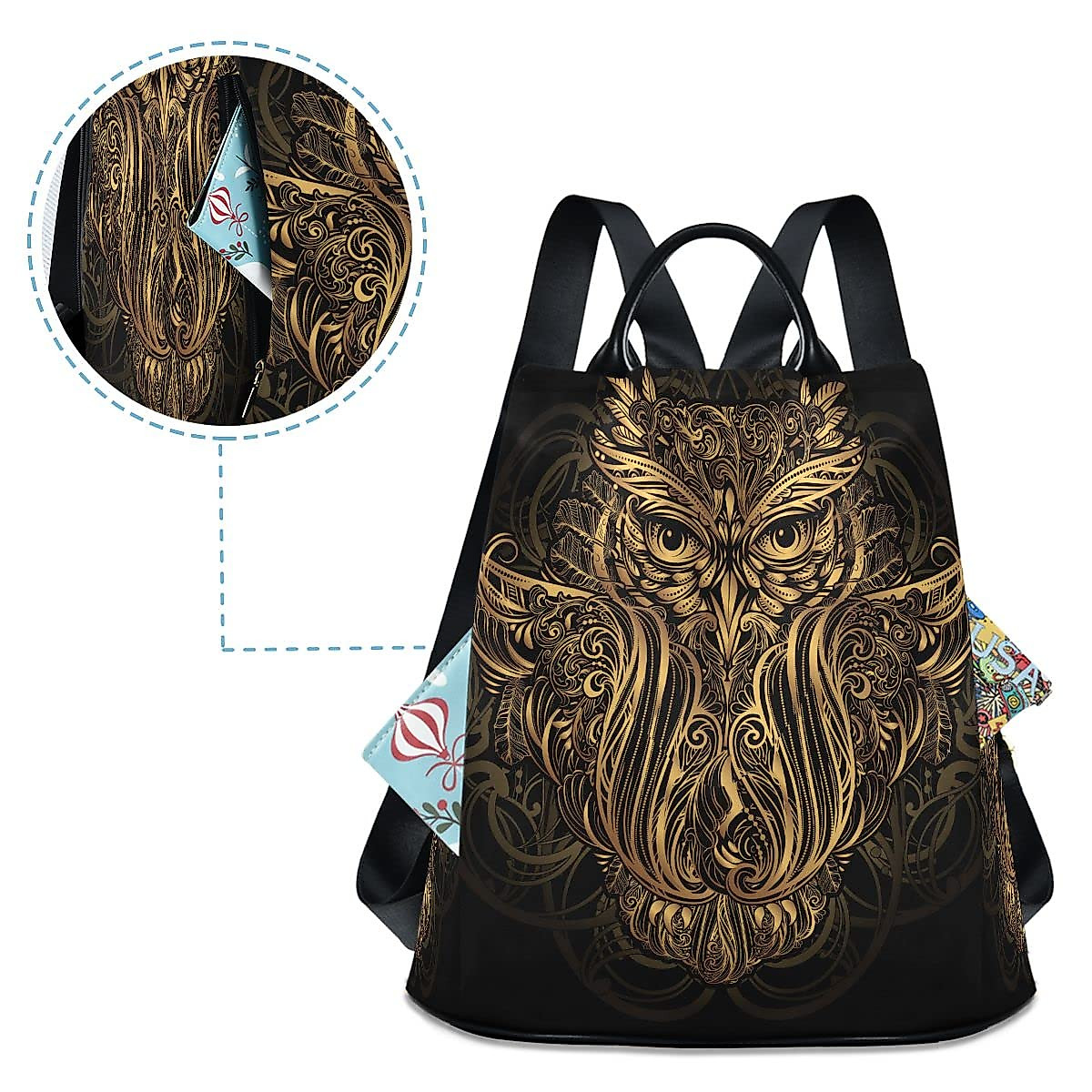 ALAZA Beautiful Owl Boho Women Backpack Anti Theft Back Pack Shoulder Fashion Bag Purse