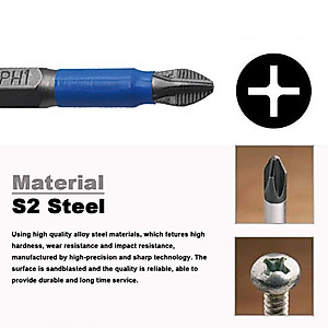 VESTTIO Anti Slip Phillips Cross Slot Pozidriv Screwdriver Bit Set 12PCS 1/4 Inch Hex Shank 2 Inch/50 mm Length S2 Steel with Magnetic for Power Screwdriver Drill Impact Driver Tool Accessory