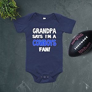 NanyCrafts' Grandpa Says I'm a Cowboys Fan Baby Bodysuit 6 Months Navy
