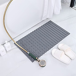 Linoows Shower Mat Non Slip Bath Mat for Tub and Shower Floor Mat, Machine Washable Bathtub Mat with Suction Cups and Drain Holes, Soft Bathroom Accessories, 27.5x15.7 Inch, Gray