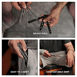 Butterfly Knife, Balisong Trainer Unsharpened Blade, 2 Practice Knives Set with Pouches Fully safe Not Real Blades