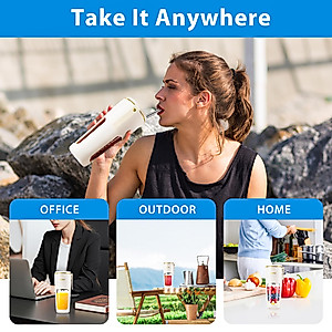 Sizabo Portable Blender,Travel Personal Size Blender for Shakes and Smoothies, Beach Blender Cup Rechargeable with 10 Blades, 3000mAh Mini Fruit Juice Mixer Sport Portable Blender Rechargeable White