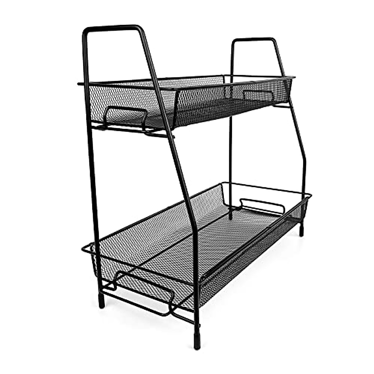 Glynae Kitchen countertop organizer spice rack L35 x W17 x H32.5 cm Bathroom counter organizer storage shelf easy to install and firm - Black