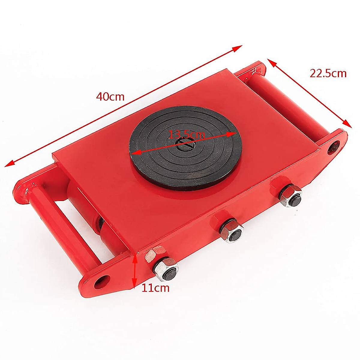 Heavy Duty Machine Dolly Skate Machinery Roller Mover Cargo Trolley 8 Ton 17600lb, w/Steel Rollers Cap 360 Degree Rotation (Red)