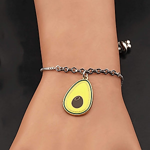 WSNANG Funny Avocado Slider Bracelet Avocado Jewelry Vegetarian Jewelry Gift for Avocado Lover (Silver Slider Bracelet)
