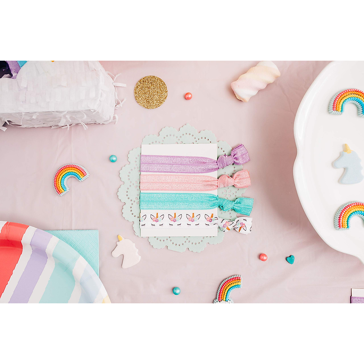 Daisy Lane Christmas Stocking Stuffer for Women Teen Girl, Small Gift Set for Kid, Keychain Hair Tie (Unicorn)