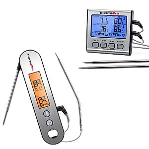 ThermoPro TP-17 Dual Probe Digital Cooking Meat Thermometer + ThermoPro TP610 Dual Probe Instant Read Meat Thermometer