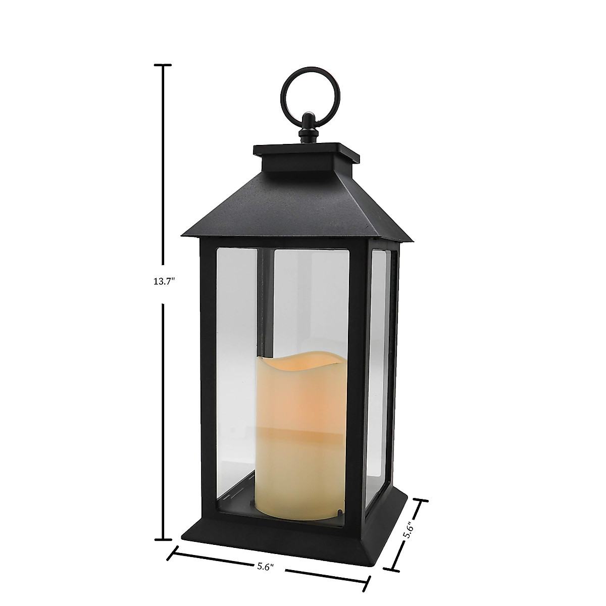 Hanging Glass Panes Lantern Portable Led Candle Light Operated by 3AAA Battery Use for Garden Yard, Indoor & Christmas Day Decoration etc,Pack of 6(Black)