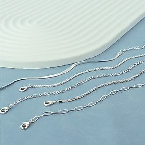 AOZEL Ankle Bracelets for Women, 925 Sterling Silver Plated Anklets Bracelet for Women Waterproof Cuban Link Chain Anklet Non Tarnish