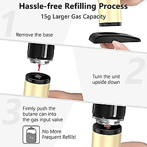 REIDEA Kitchen Torch, Butane Refillable with Automatic Safety Lock, Large Capacity, Adjustable Flame, Torch Lighter for Creme Brulee, BBQ and Baking, T2(Butane Gas Not Included)