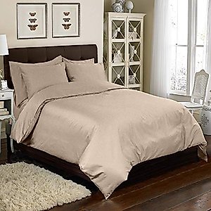 White House Linen True Luxury Ultra Soft & Pure 5-Pc Duvet Set (1 Duvet Cover + 4 Pillow Shams) Beige Solid, Super King - 98 x 108 Egyptian Cotton 500-Thread Count