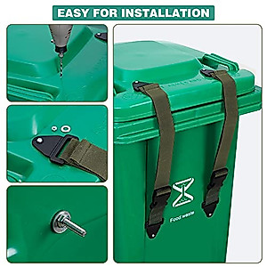 Bylion 2 Pack Trash Can Lid Lock, Outdoor Garbage Can Locks for Animals Proof Universal Lid Lock Stretchable Elastic Strap to Prevent Rust Trash Can Locks for Animals, Squirrels, Dogs, Raccoons