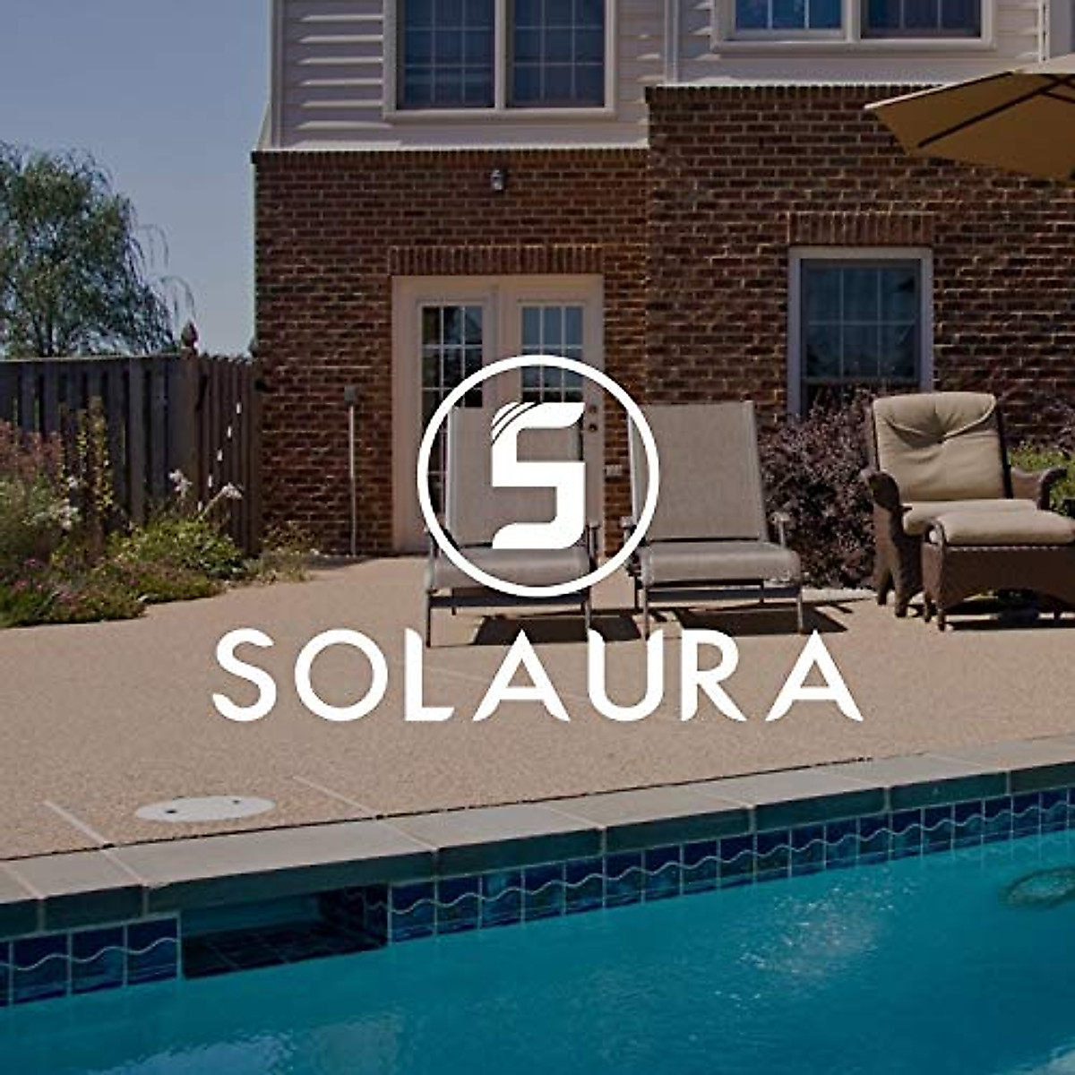 SOLAURA 5-Piece Outdoor Patio Furniture Set, PE Rattan Wicker Chair Sectional Sofa Set with YKK Zipper and Glass Coffee Table - Navy Blue