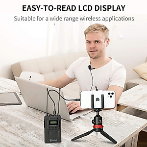 Wireless Lavalier Microphone System for iPhone 11 8 x 7 6 Camera, BOYA Dual-Channel 2 Transmitter & 1 Receiver for DSLR Recorder Samsung Smartphone Youtube Street Interview Facebook Livesteam Vblog