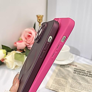 MZELQ Magnetic Case for iPhone 14 Pro Max Case [Compatible with Magsafe] with Camera Protection Cover Soft Silicone Shockproof Protective Design Phone Case for 14 Pro Max Women Girls 6.7" - Burgundy