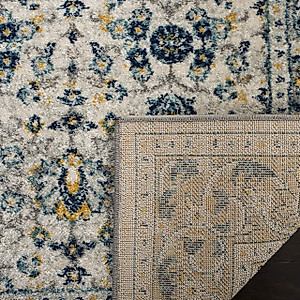 SAFAVIEH Madison Collection Accent Rug - 4' x 6', Ivory & Navy, Oriental Distressed Design, Non-Shedding & Easy Care, Ideal for High Traffic Areas in Entryway, Living Room, Bedroom (MAD151N)