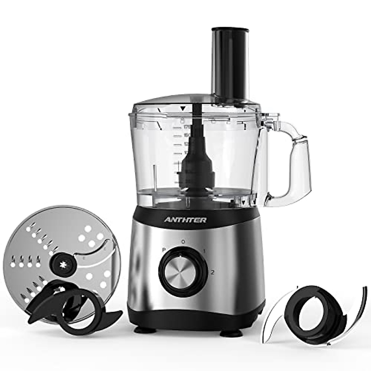Anthter CY-367 Food Processor & Vegetable Chopper for Slicing, Shredding, Chopping, Dough and Purees, 7 Processor Cups, 600W,Stainless Steel