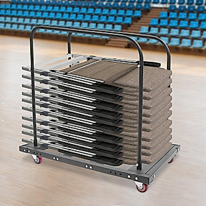 LIYUANJUN Folding Table Cart with Wheels, 29×45×39 Inch Folable Table Trolley for 10 Table Capacity Practical Handle Heavy Duty Panel Dolly for Schools Offices Homes, Black