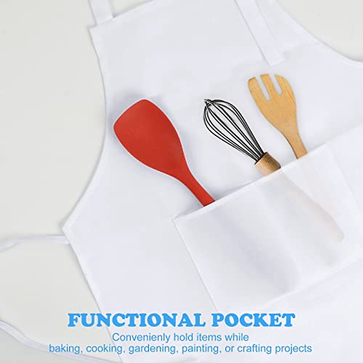 SUNLAND Kids Apron And Hat Set Children Chef Apron For Cooking Baking Painting White(S:3-6 Years)¡­