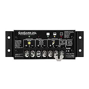 MORNINGSTAR SS-20L-12V SunSaver 20 A with LVD 12 V 100% Duty Cycle -40 to 85ºC Solar Controller - 1 item(s)