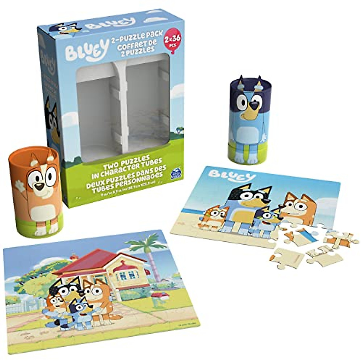 Bluey, 36 Piece Jigsaw Puzzle Two Pack Toy Gift Set with Easy to Store Tube Packaging, for Kids Aged 3 and up