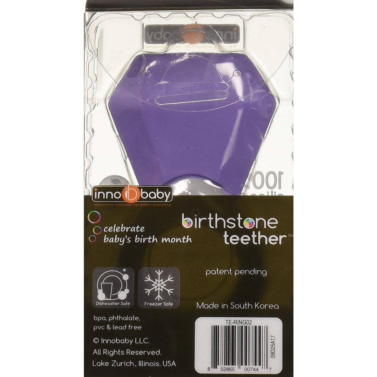 INNOBABY TEETHIN' Smart Birthstone Ring TEETHER - February (Amethyst)