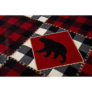 Carstens Lumberjack Bear Red Plaid Sherpa Throw Blanket 54" x 68"
