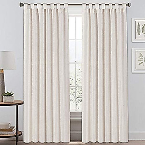 Natural Linen Blended Curtains Tab Top Linen Curtains for Living Room Home Decor Soft Rich Material Light Reducing Bedroom Drape Panels, Set of 2, 52 x 84 -Inch - Natural