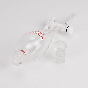 StonyLab PTFE Stopcock Separatory Funnel 60ml, Borosilicate Glass Heavy Wall Conical Pear-Shaped Separatory Funnel Separation Funnel with 24/29 Joint