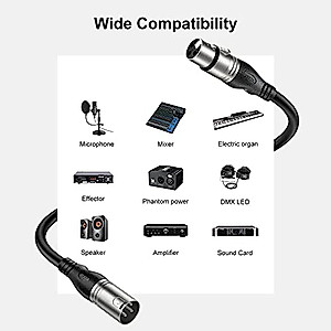 EBXYA 100Ft XLR Microphone Cables 2 Packs - Premium Balanced Mic Speaker Cable with 3 Pins XLR Male to Female 100 Feet, Black