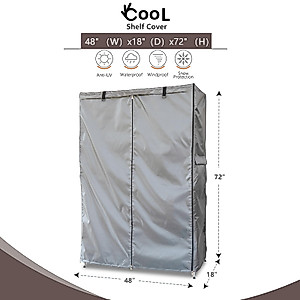 okcool Waterproof Shelf Cover,600D Heavy Duty Wire Shelving Unit Cover,Shelf Display Rack Protector Cover with Zipper,One Side See Through Panel.(Grey,Fits 48" Wx18 Dx72 H Shelves)