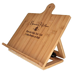 Nonna Gift Cookbook Stand Recipe Holder - Custom Engraved Bamboo Cutting Board Foldable Chef Easel Metal Hinges Kickstand iPad Tablet Compatible Christmas Birthday Kitchen Decor Design (10.25x10.25)