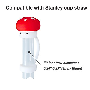 HomDsg 4 Pack Silicone Straw Covers Cap for Stanley Cup 30 40 oz, Cute Mushroom Straw Topper, Accessories for Stanley Cup Tumbler, Christmas Gifts for Women