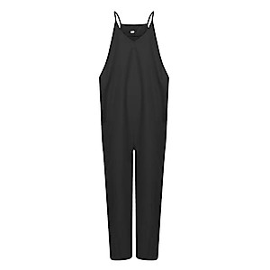 HUTJDHA Womens Plus Size Jumpsuits,Wide Leg Jumpsuits with Pockets Womens V-Neck Sling Jumpsies Plus Size