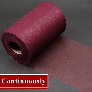 Burgundy Tulle Fabric Rolls 6 Inch by 200 Yards (600 feet) Fabric Spool Tulle Ribbon for DIY Burgundy Tutu Bow Baby Shower Birthday Party Wedding Decorations Craft Supplies