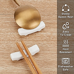 OLYCRAFT 6Pcs White Ceramic Spoon Rest Ceramic Stable Small Spoon Rest Coffee Spoon Rest Porcelain White Spoon Holder Chopsticks Stands Utensil Holder for Kitchen Counter Dining Table Decor