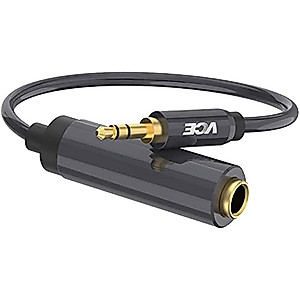 VCE 1/4" to 1/8" Adapter, 3.5mm 1/8 inch Male to 6.35mm 1/4 inch Female Audio Jack Gold Plated Adapter for Amplifiers, Guitar, Home Theater Devices, Laptop, Headphones - 8 inch