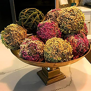 BYHER Natural Preserved Moss Hanging Ball Vase Bowl Filler for Garden, Wedding, Party Decoration (3.5"(6 Pack), Green)