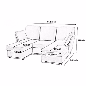 AMERLIFE Modular Sectional Couch, Convertible Sectionals, Sectional Sofa with Ottomans- U Shaped Couch with Chaise, 5 Seat Sofa Couch for Living Room, Dark Grey