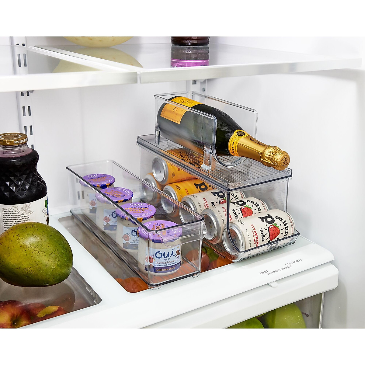 iDesign Plastic Food and Soda Can Lid for Refrigerator, Freezer, and Pantry for Organizing Tea, Pop, Beer, Water, BPA-Free, 13.75" x 5.75" x 5.75", Clear