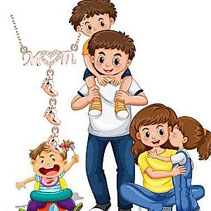 FEELMEM Pregnant Mom to Be Gift New Mom Gift 1 2 3 Baby Feet Footprint Charm Mom Heart Symbol Necklace Gift for New Mother Mommy To Be (foot-Rose gold-3)