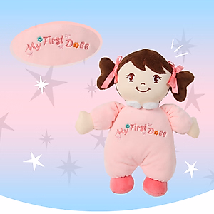 Linzy Plush Soft Plush Baby Doll My First Doll Safe for All Ages Mi Primera Muñeca Stuffed Plush Doll 10''(83561BROWN)