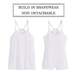 ANRABESS Women 2023 Summer Mini Dress Casual Sleeveless Short Sundress Athletic Workout Dress Build in Shapewear for Tennis Sports Onesie 1125mibai-XL White