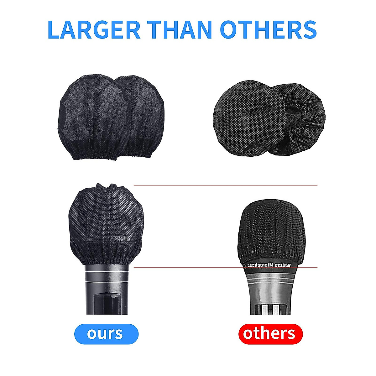 240pcs (120 pairs) Mic Covers Disposable Non-Woven, Individually Wrapped Mic Cover For Sanitary Mic Covers Disposable For Mic Microphone Windscreen & Pop Filters Black