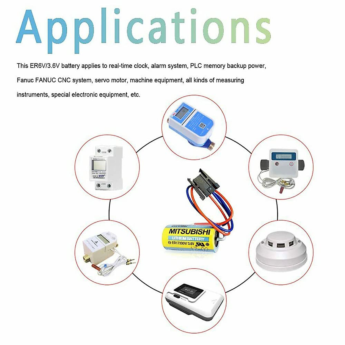 BAOBUTE 5PCS MR-BAT ER17330V 3.6V 1700mAh PLC Replacement Battery with Plug Non-Rechargeable for A6BAT FANUC CNC System Power, 17*35mm